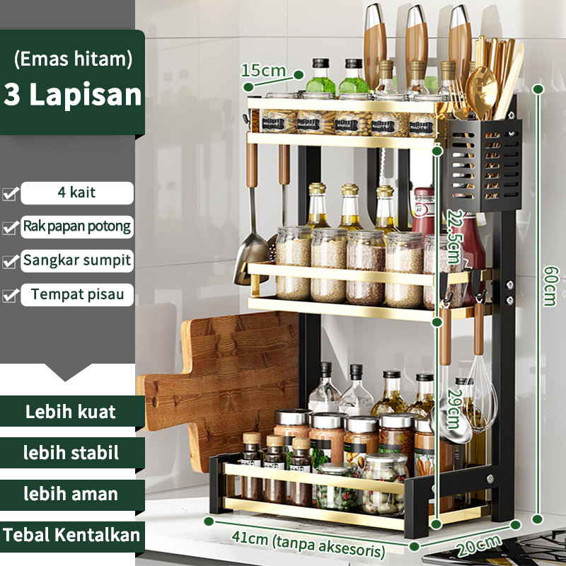 Jual Rak Bumbu Dapur Meja Dapur Multifungsi Rak 2-3tingkat Opsional ...