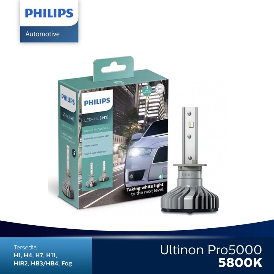 Jual PHILIPS LED Ultinon Pro5000 H1, H4, H7, H11, HB3/HB4, HIR2, FOG-H8 ...