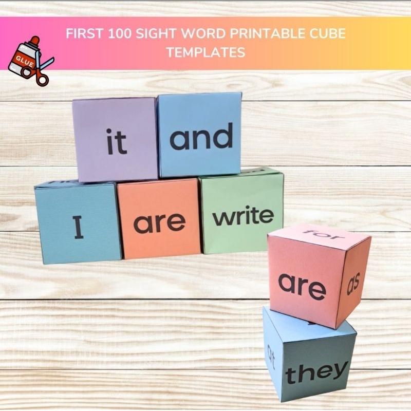 Jual First 100 Sight Word Printable Cube Templates | High Frequency ...