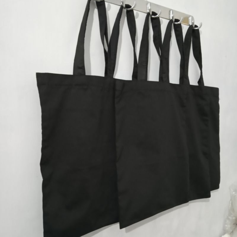 Jual Totebag Hitam totebag hitam bahan KANVAS drill totebag hitam polos | Shopee Indonesia