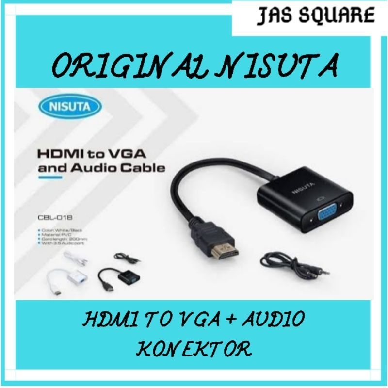 Jual Kabel Konektor HDMI To Vga Kabel Hdmi VGA + Audio Original Nisuta | Shopee Indonesia