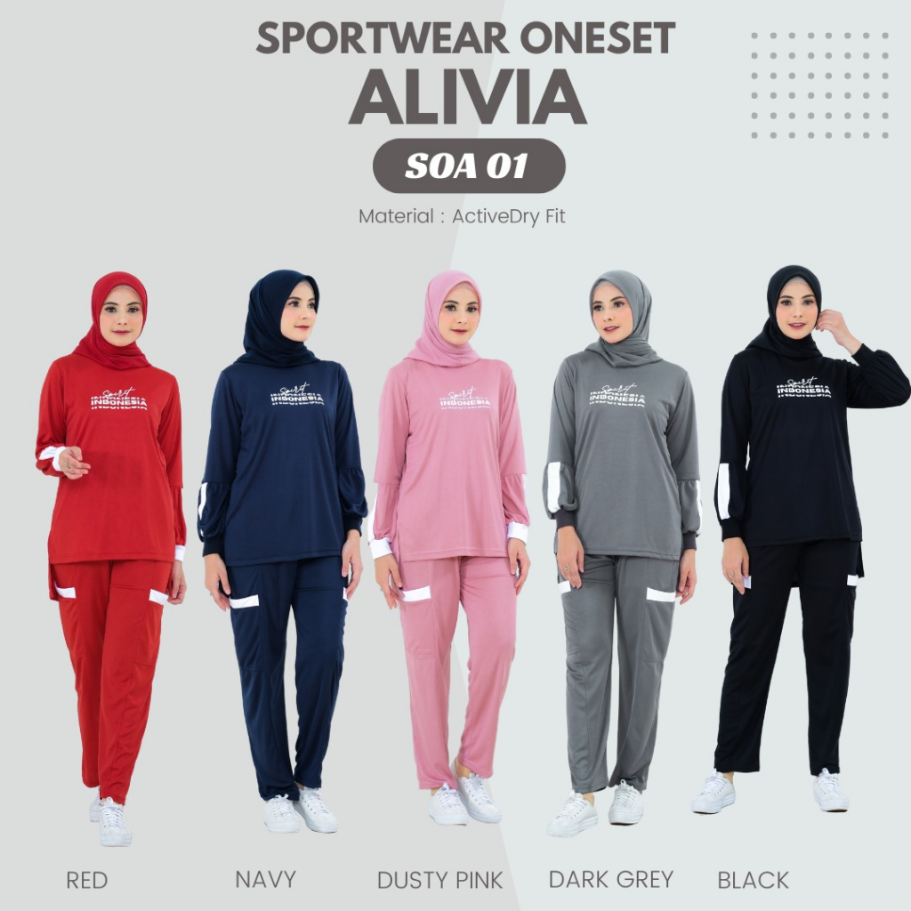Jual Sportwear Oneset Alivia SOA01 - Setelan Olahraga Wanita - Baju Olahraga Kaos Muslimah ...