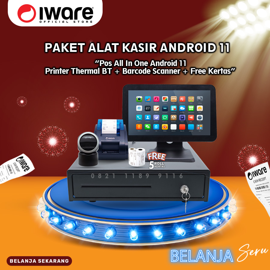 Jual Pos All In One Android 11 Iware + Printer Thermal Bluetooth ...