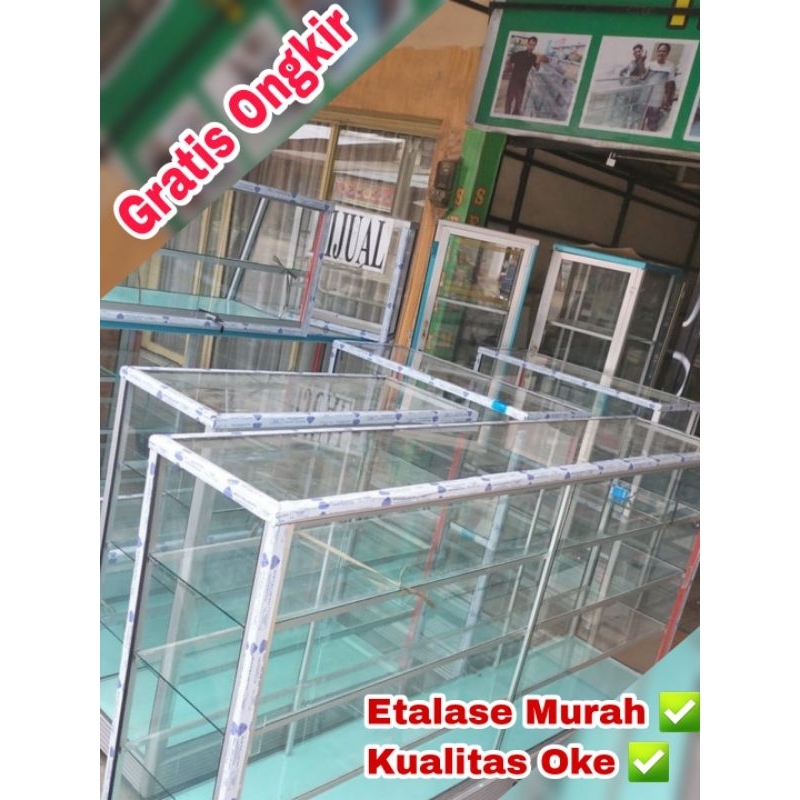 Jual Etalase Kaca Ukuran mulai 1M, 1,5M 2M (Ketebalan Kaca 4 ml / 5 ml) | Shopee Indonesia