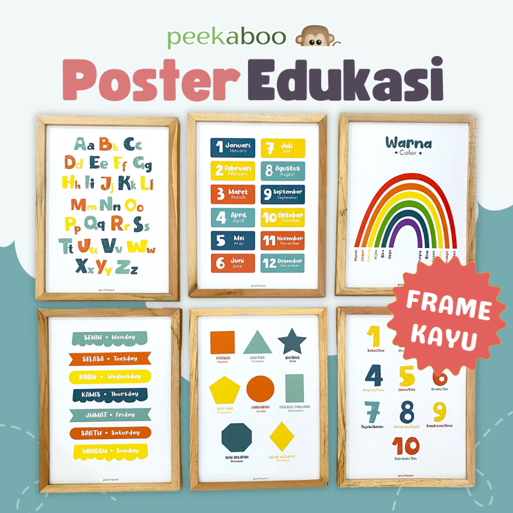 Jual Poster Edukasi Tematik Anak Premium Dengan Frame Kayu (Hiasan ...