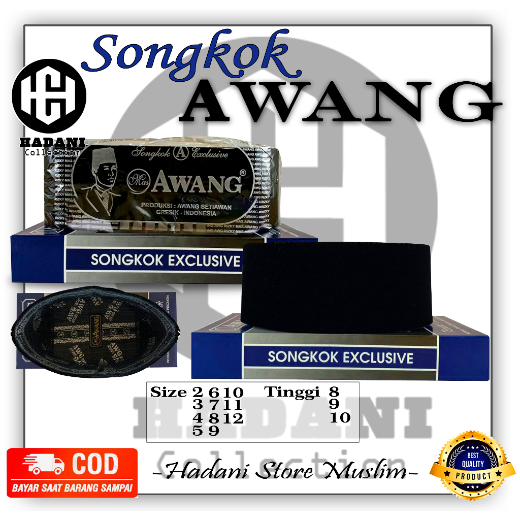 Jual songkok Peci Awang Tinggi 9 CM Songkok Awang Peci Hitam Kopyah ...