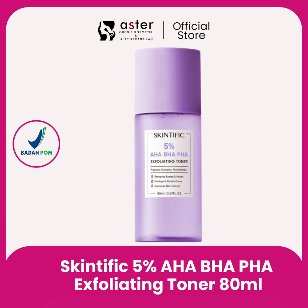 Jual Aster Kosmetik - Skintific 5% AHA BHA PHA Exfoliating Toner 80ml | Shopee Indonesia