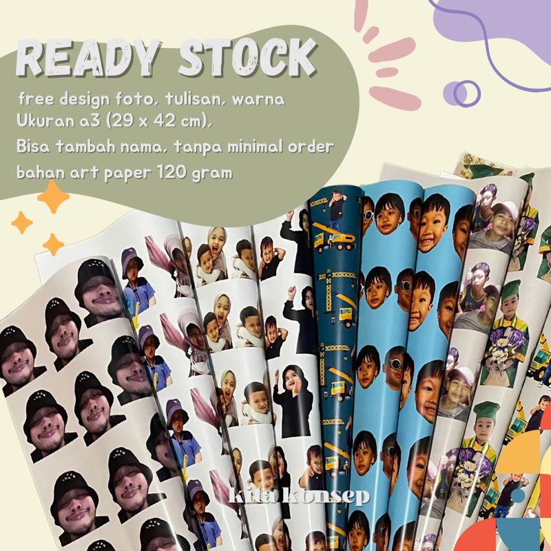Jual INSTANT/COD KERTAS KADO ESTETIK AESTHETIC LUCU CUSTOM | WRAPPING ...