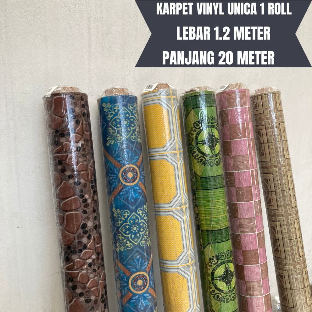 Jual Karpet Plastik Vinyl Meteran untuk Meja dan Lantai Tinggi 1,2 M Tebal Unica 1 rol (20 meter ...