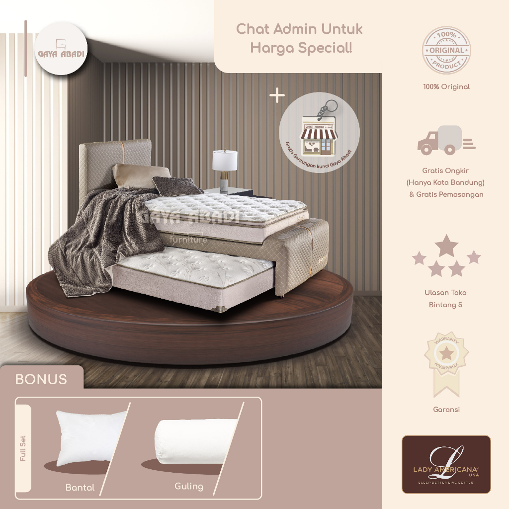 Jual Springbed Lady Americana 3 In 1 Splendor / Kasur Sorong Lady ...
