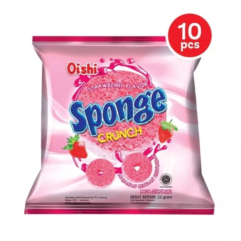Jual Oishi Sponge Coklat / Strawberry 9gr (1 Renceng 10 Pcs) Cemilan ...