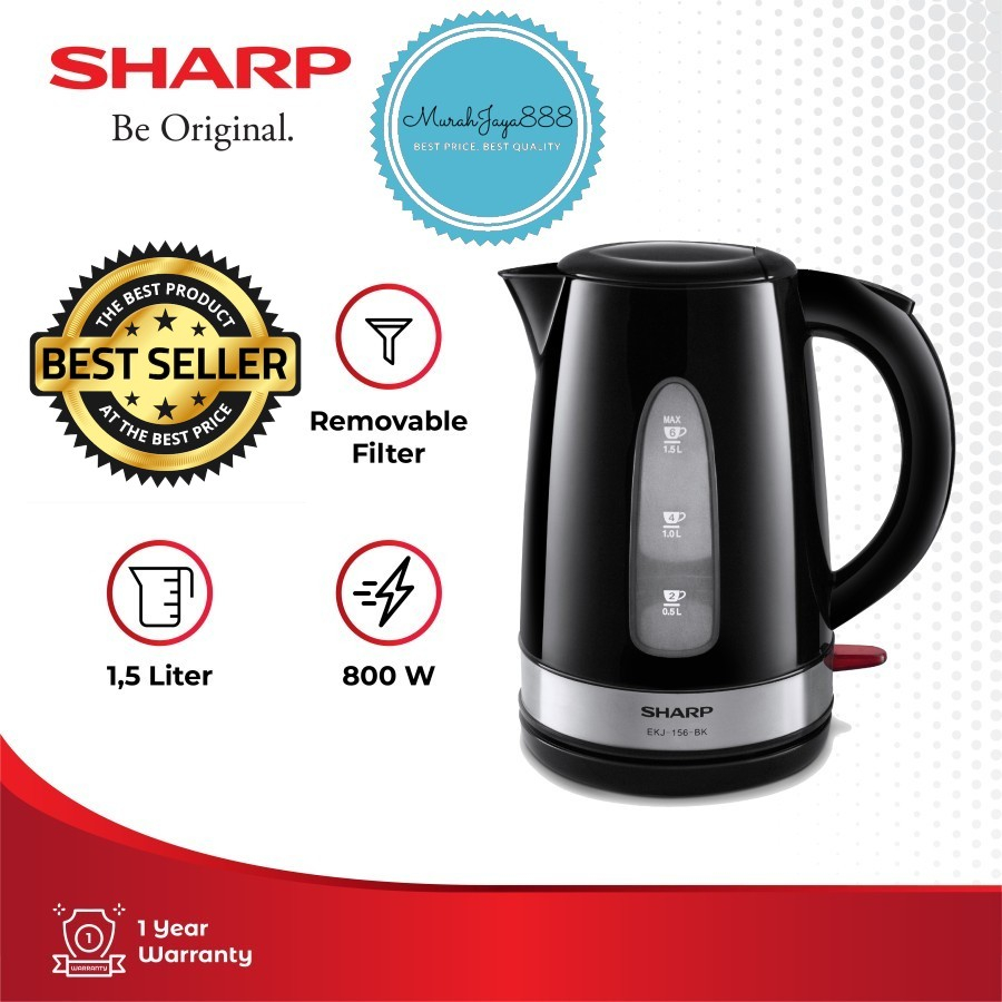 Jual SHARP Kettle Jug Listrik 1.5 Liter EKJ-156-BK Kettle EKJ 156 BK ...