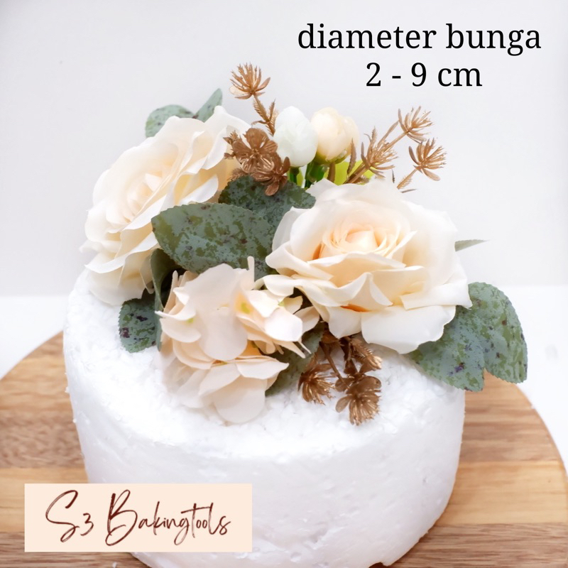 Jual Cake Topper hiasan kue artificial Flower simple peach set | Shopee Indonesia