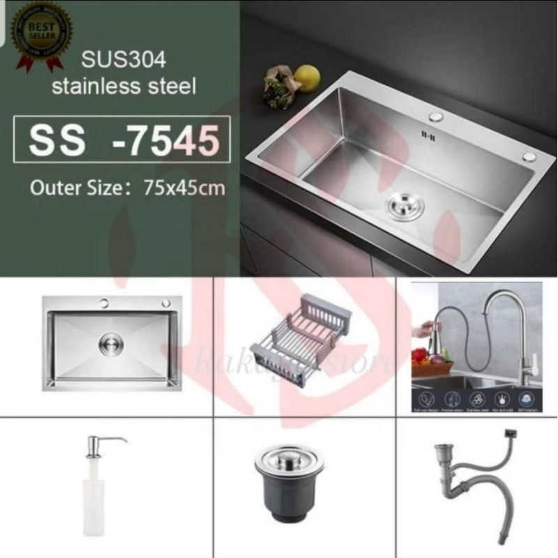 Jual PAKET LENGKAP KITCHEN SINK 7545 STAINLESS VALPRA KOMPLIT KRAN ...