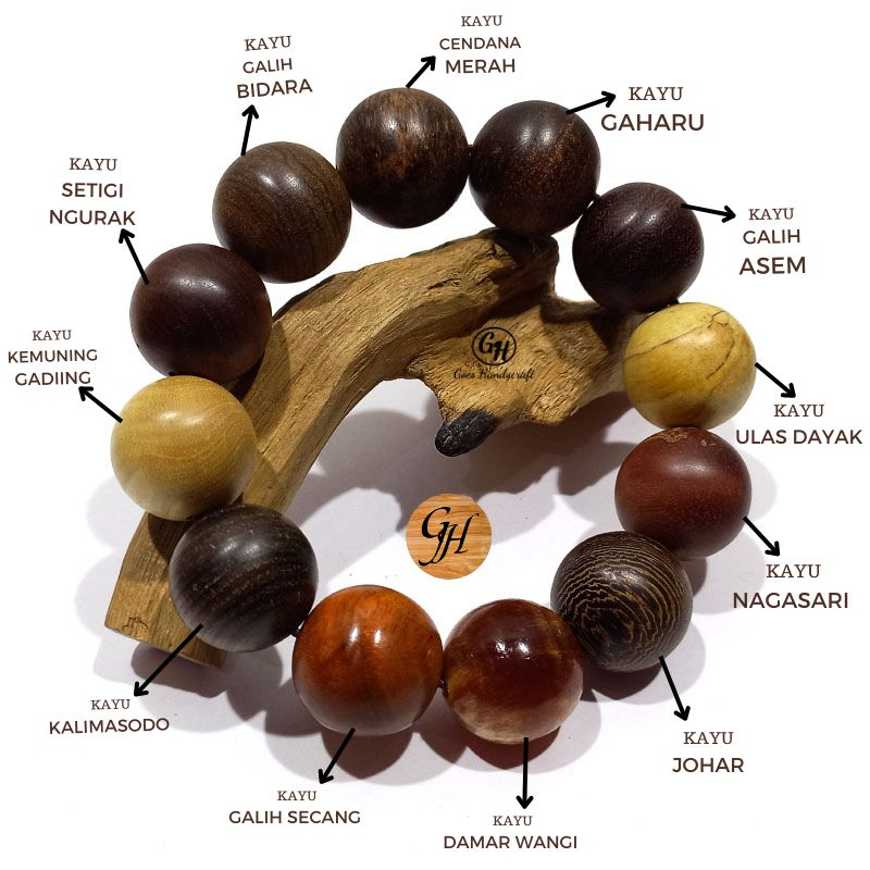 Jual Gelang Galih kayu kombinasi 12 jenis kayu bertuah dan Langka model ...