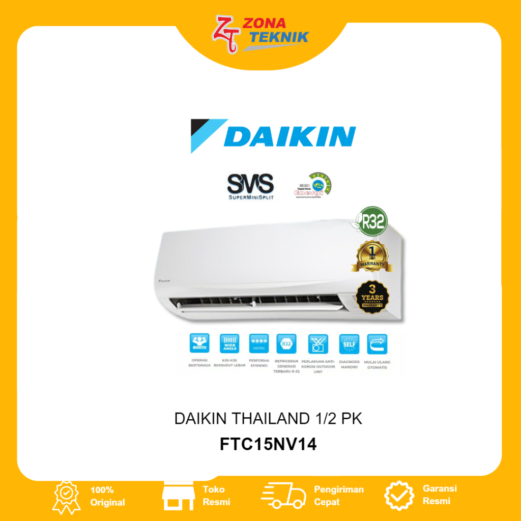 Jual AC DAIKIN SPLIT THAILAND FTC15NV14 1/2 PK STANDART | Shopee Indonesia
