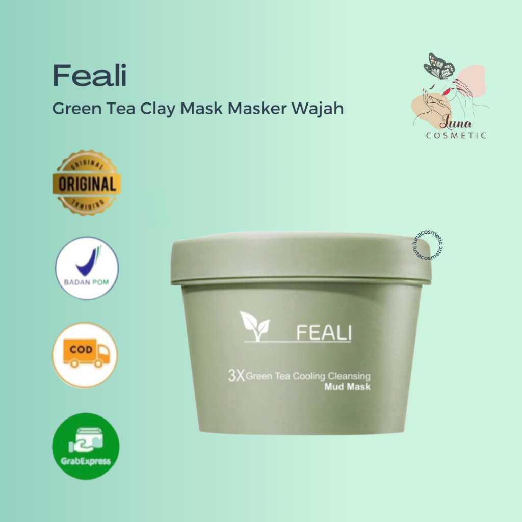 Jual FEALI Green Tea Clay Mask Masker Wajah Green Tea Pore Clean Clay ...