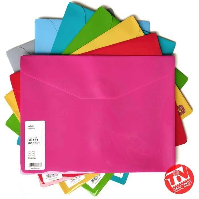 Jual Map Plastik Daiichi Smart Pocket Velcro Solid Color A4 (1pack ...