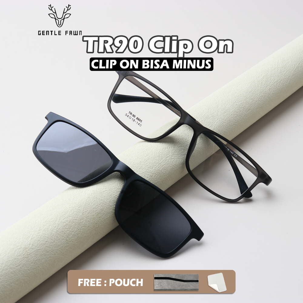 Jual GENTLE FAWN Kacamata Clip On 2in1 Polarized TR90 Style Kotak Lentur Bisa Minus Antiradiasi ...