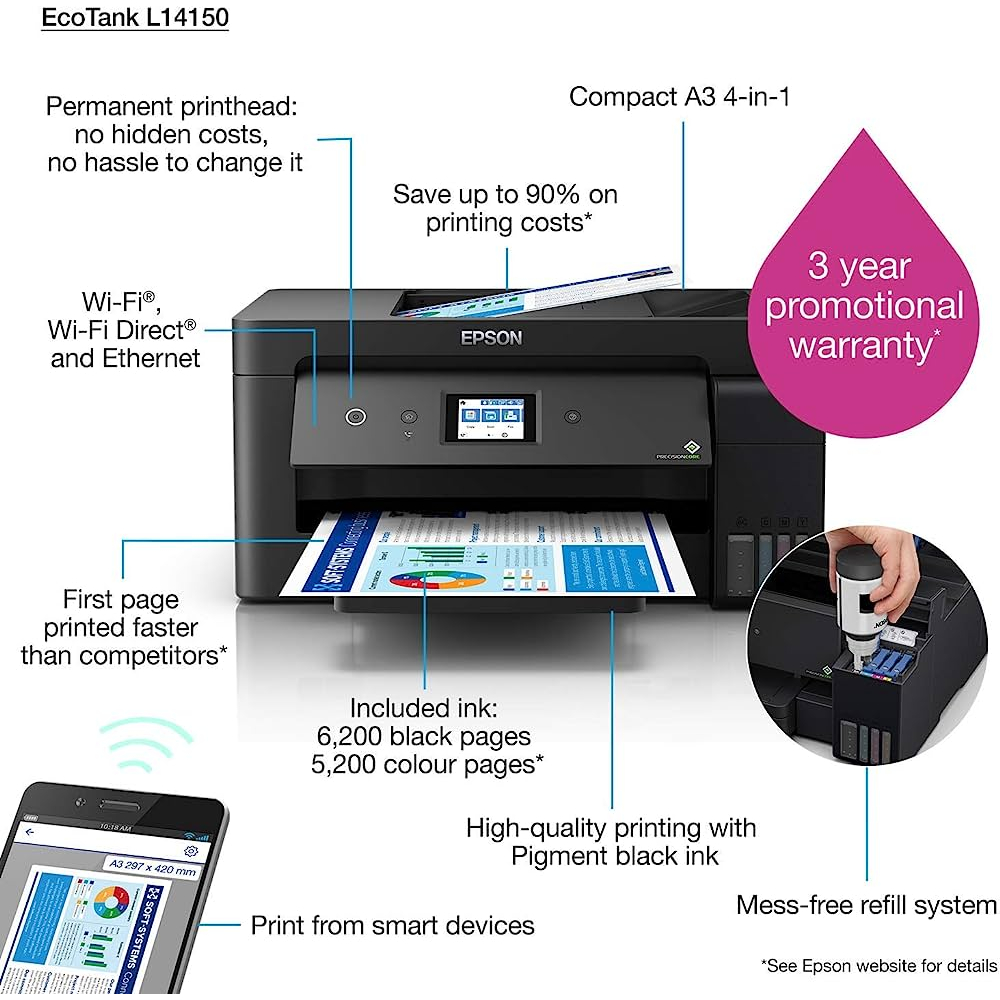 Jual Epson EcoTank L14150 A3+ Wi-Fi Duplex Wide-Format All-in-One Ink ...