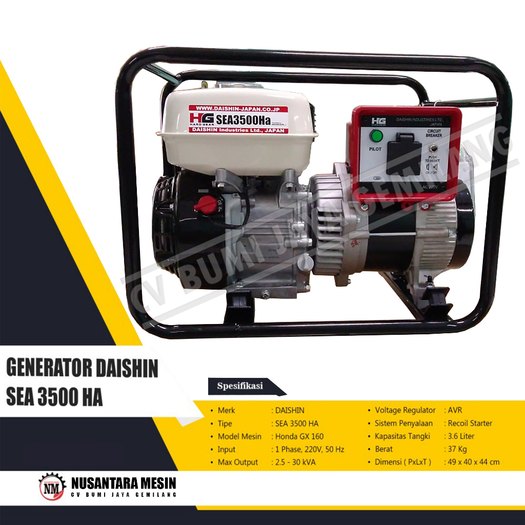 Jual MESIN GENSET - GENERATOR DAISHIN SEA 3500 HA | Shopee Indonesia