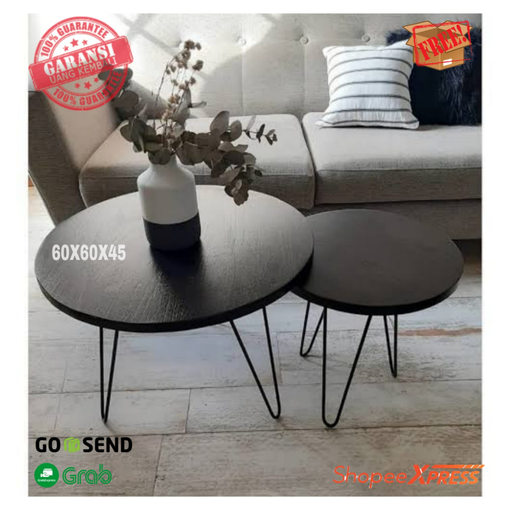 Jual BERGARANSI! Meja Bulat HITAM 60 cm Mini/ Meja Kopi Teras / Cafe ...