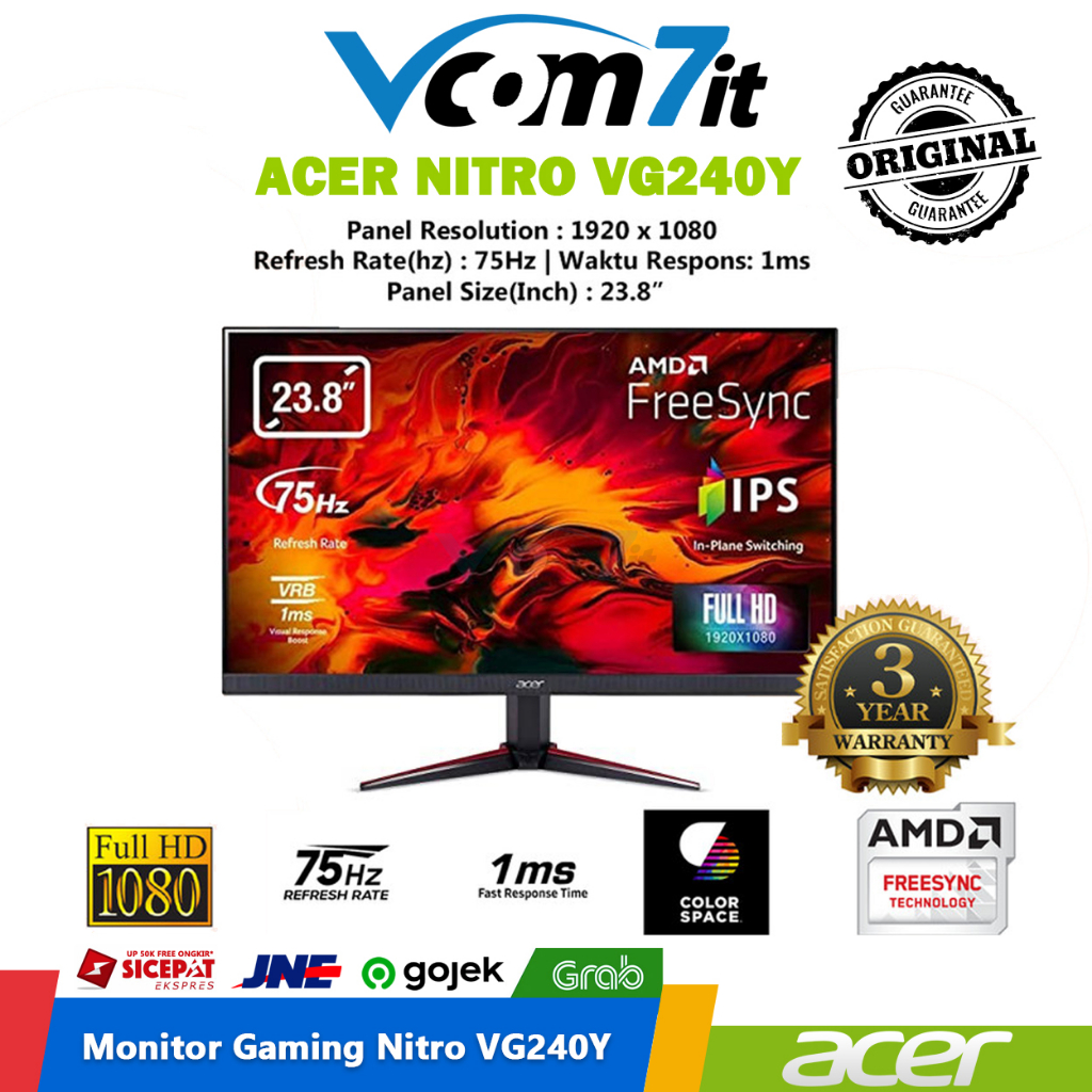 Jual Acer Nitro VG240Y Monitor Gaming 24 inch FHD 75Hz 1ms Speaker ...