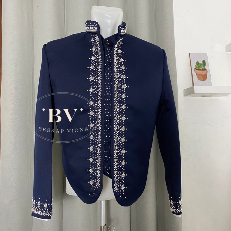 Jual [BESKAP VIONA] Beskap Jawa Pengantin Adat Jawa Solo Navy | Shopee ...