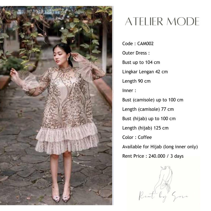 Jual SEWA / RENTAL DRESS KONDANGAN ATELIER MODE CAM002 | Shopee Indonesia