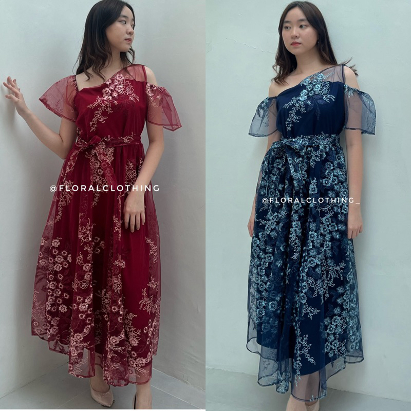 Jual dress pesta wanita elegan party dress brokat premium F171 | Shopee ...