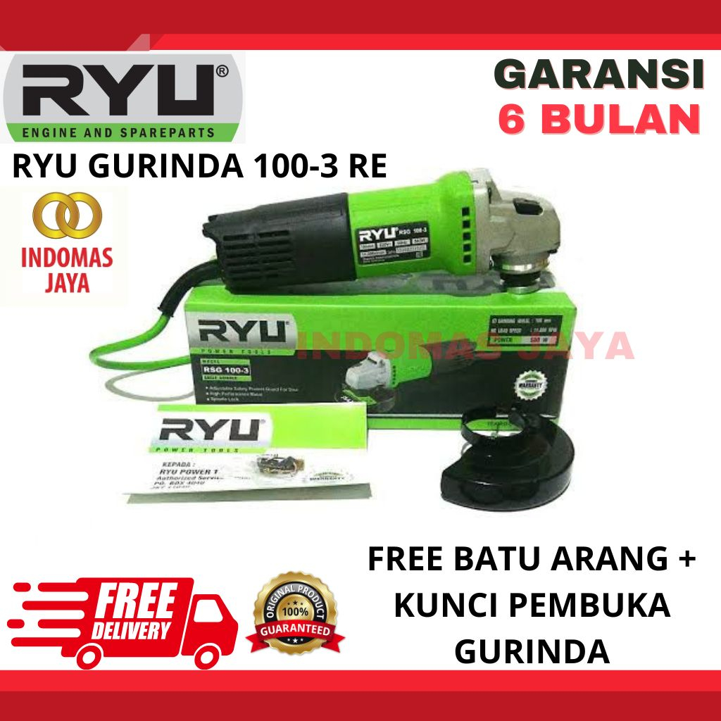 Jual Mesin GURINDA RYU RSG 100-3 Angle Grinder 4IN Mesin Gerinda Tangan ORIGINAL Grinder Mesin ...