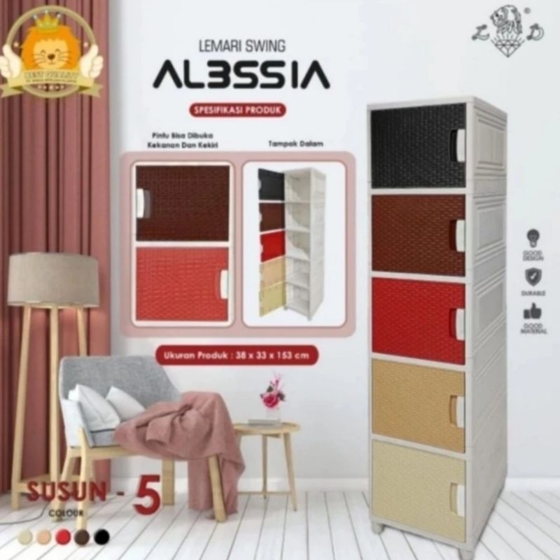 Jual Lemari plastik 5 susun alessia model pintu warna bahan plastik ...