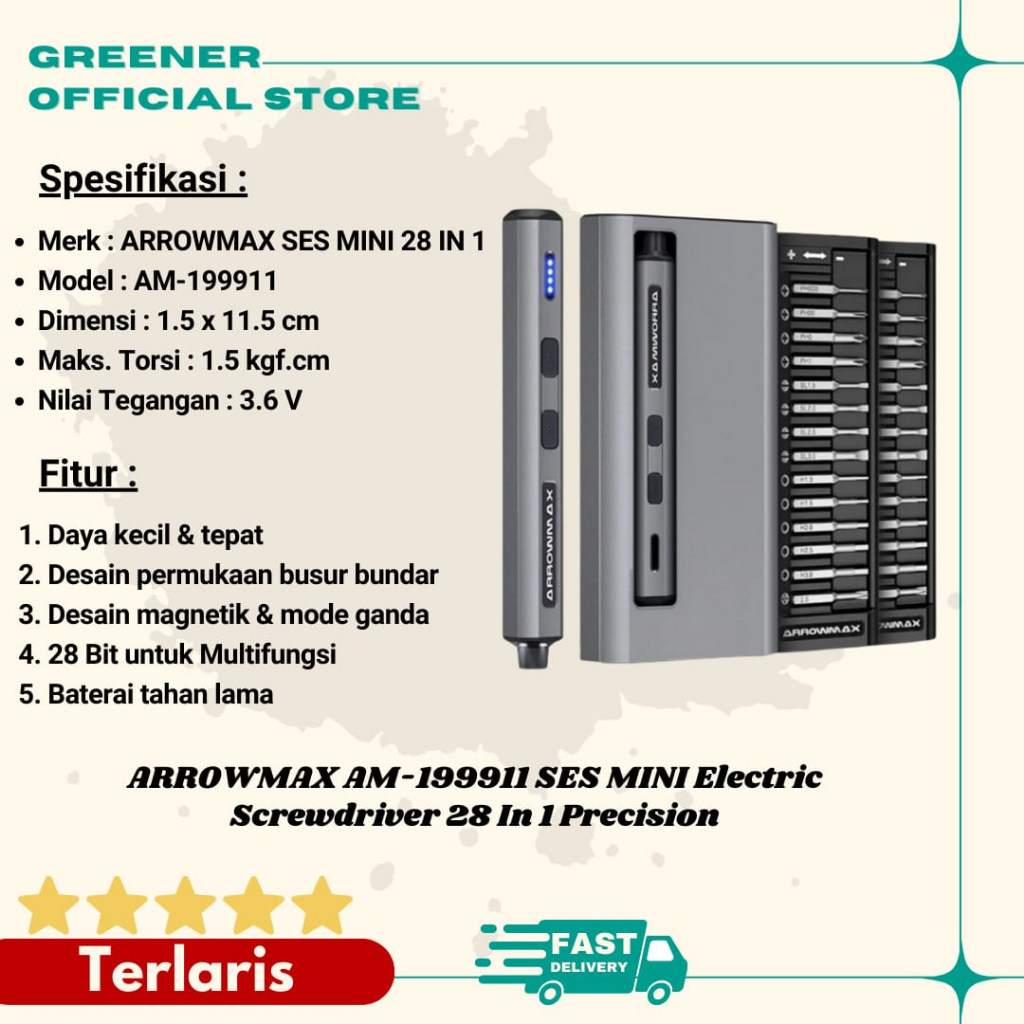 Jual ARROWMAX AM-199911 SES MINI Electric Screwdriver 28 In 1 Precision | Shopee Indonesia