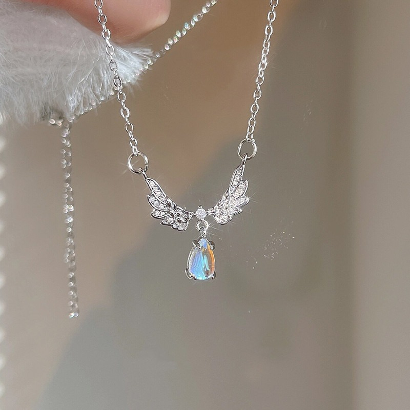Jual Gleam Kalung Rantai Klavikula Hias Liontin Batu Bulan Kristal ...