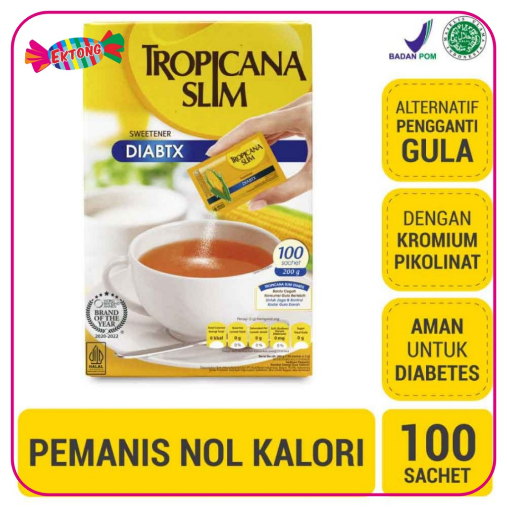 Jual Tropicana Slim Sweetener Diabetic DIABTX (100 Sachet) | Shopee ...