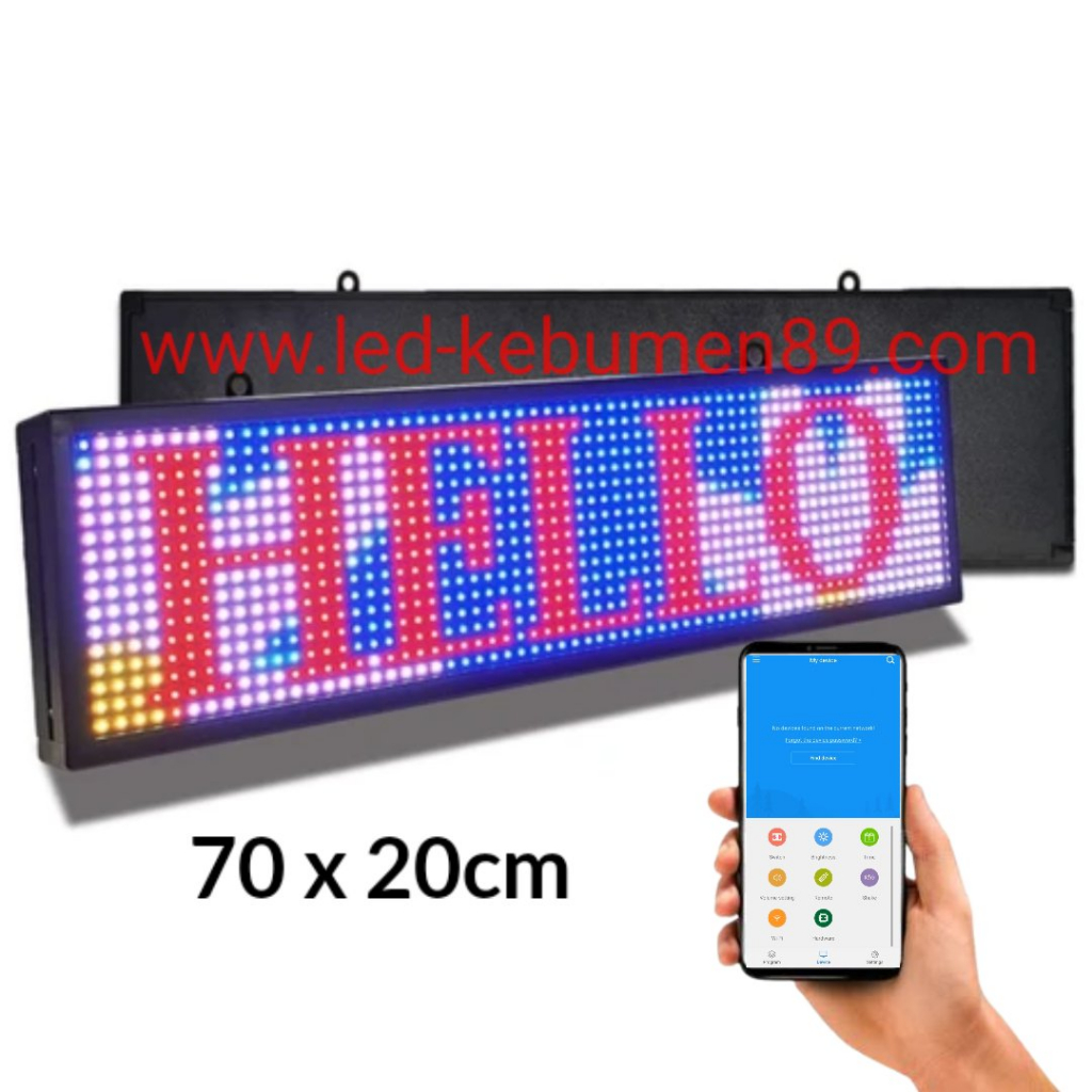 Jual RUNNING TEXT full outdoor wifi/merah/Hijau/Biru/Putih 70cmx 20cm ...