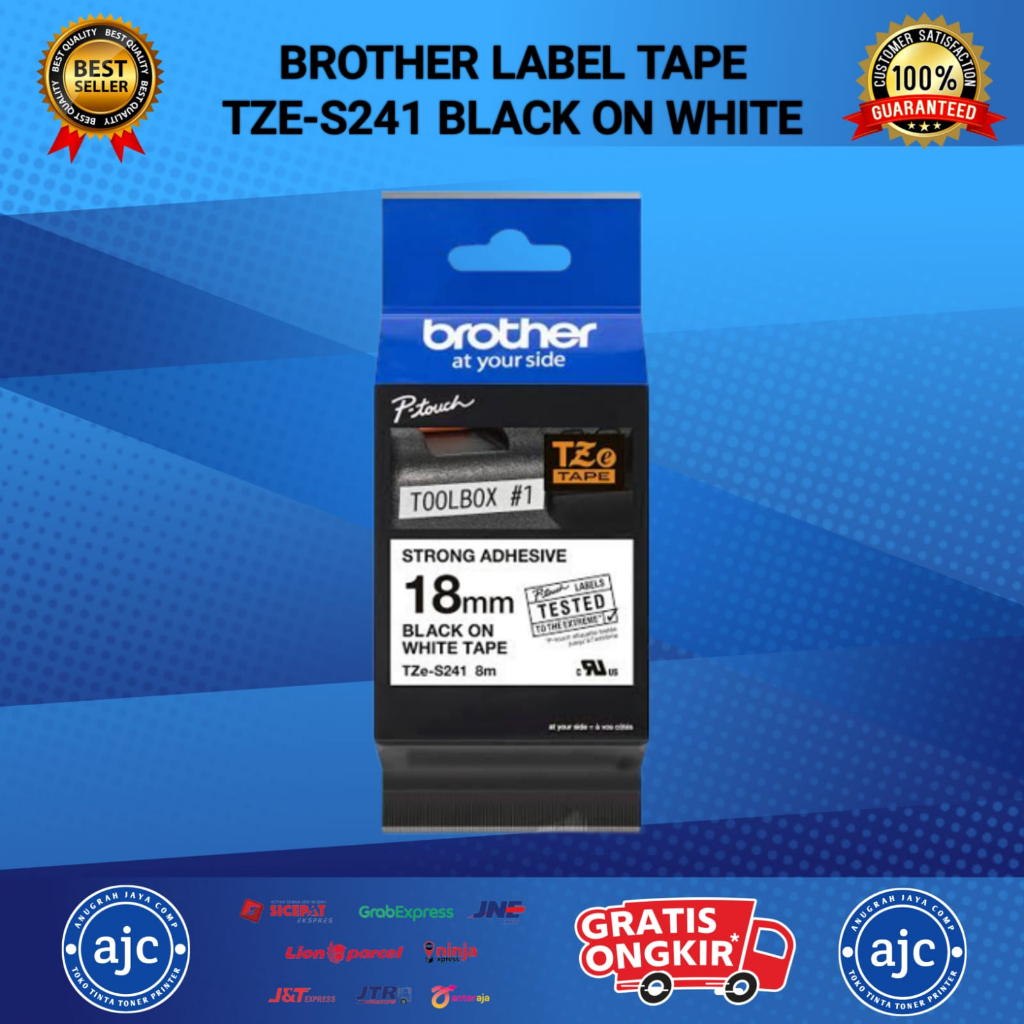 Jual Brother Label Tape TZE-S241 18mm Black On White | Shopee Indonesia