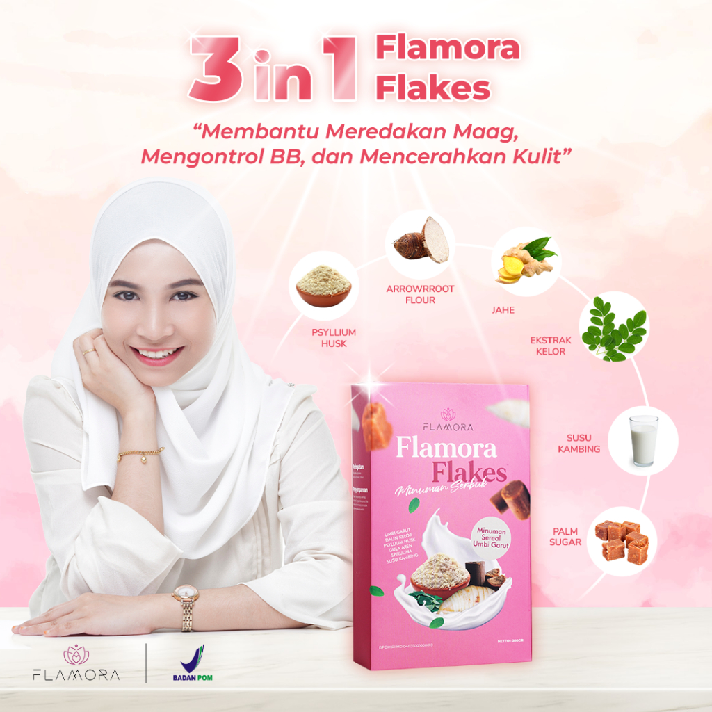 Jual Flamora Flakes Minuman Sereal Umbi Garut Pereda Maag dan Asam ...