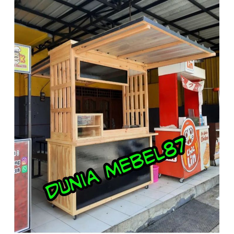 Jual booth kontainer booth kayu jati Belanda murah gerobak jualan | Shopee Indonesia