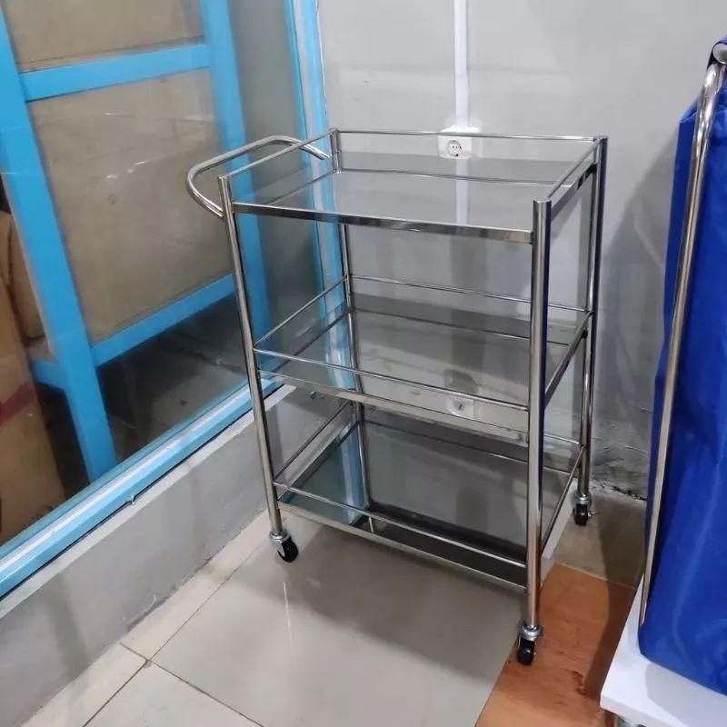 Jual Troli Instrument 2 Susun | Trolley 2 Laci Troly 3 Rak | Meja Medis ...