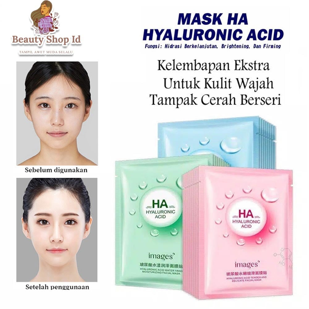 Jual Images HA Hyaluronic Acid Facial Sheet Masker Wajah Moisturizing ...