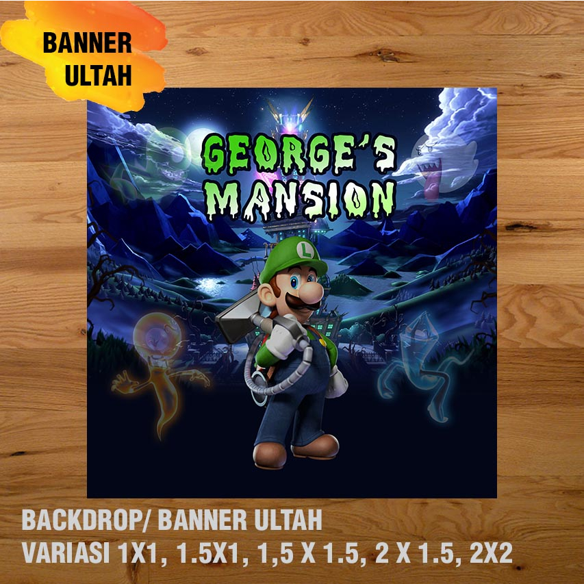 Jual LUIGI MANSION BANNER/ BACKDROP/ SPANDUK ULANG TAHUN UL-TAH ...