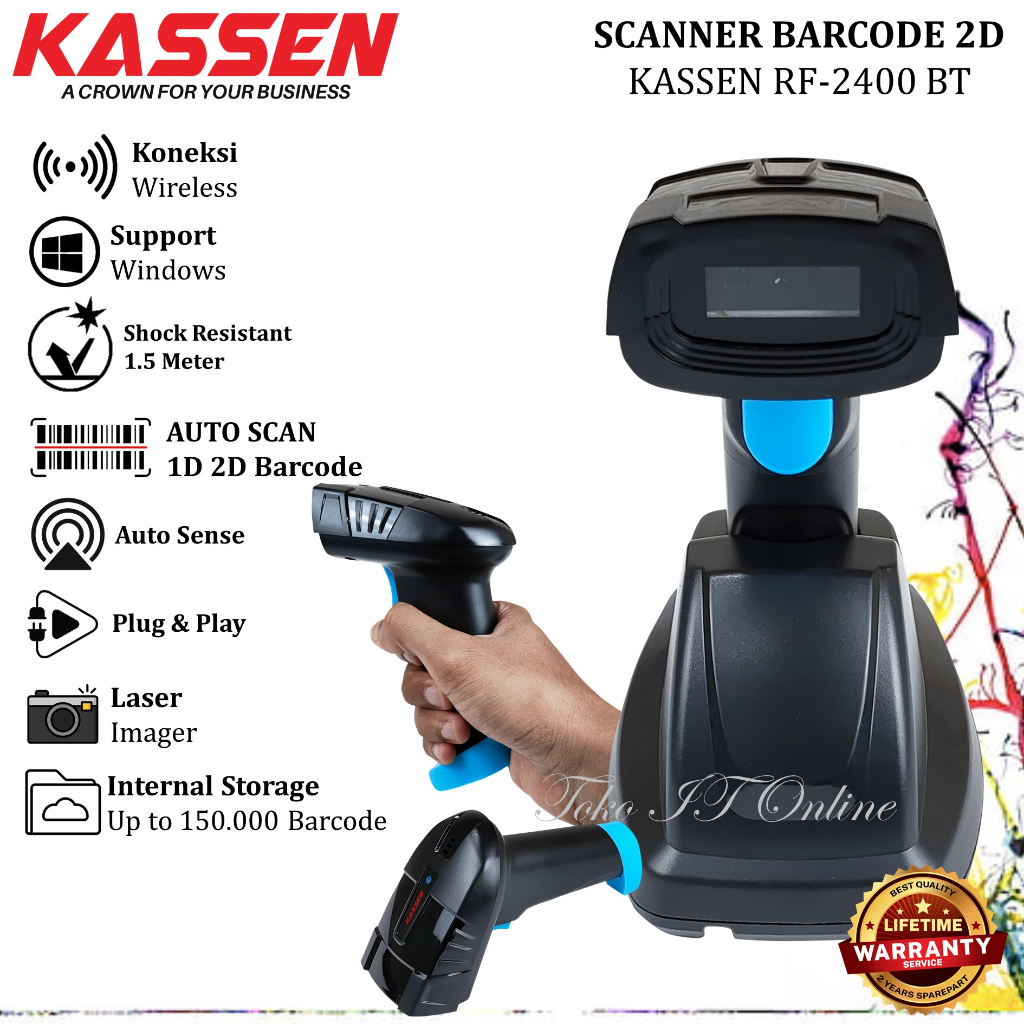 Jual Kassen RF2400 Scanner Barcode Wireless 1D 2D QR Code 147 Efaktur ...