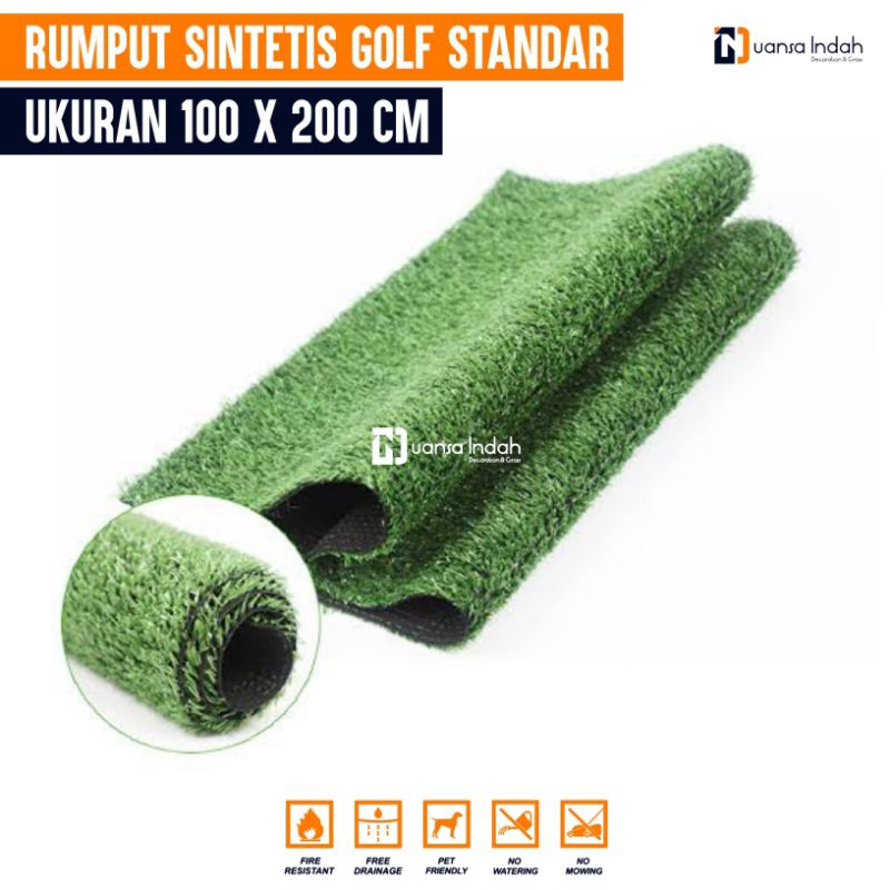 Jual RUMPUT SINTETIS GOLF STANDAR UKURAN 1x2 METER | Shopee Indonesia