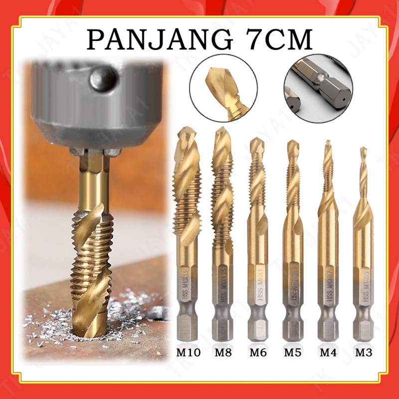 Jual Mata Bor Multifungsi 6 PCS Mata Bor Pembuat Ulir Drat Drill Tap ...