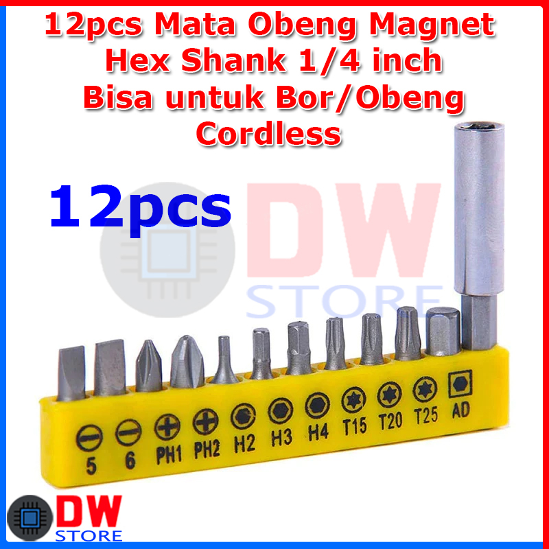 Jual Mata Obeng Magnet Hex Shank 1/4in 6.35mm Bor Cordless Screwdriver ...
