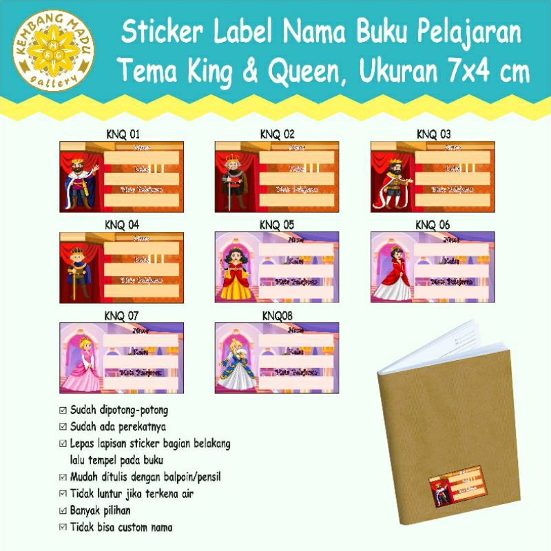 Jual Sticker label buku pelajaran Tema King dan Queen | Shopee Indonesia