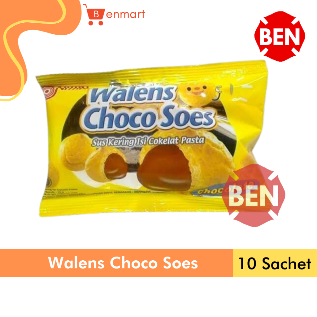Jual Nissin Walens CHOCO Soes 1 Renceng 10 Sachet Kue Sus Chocolate ...