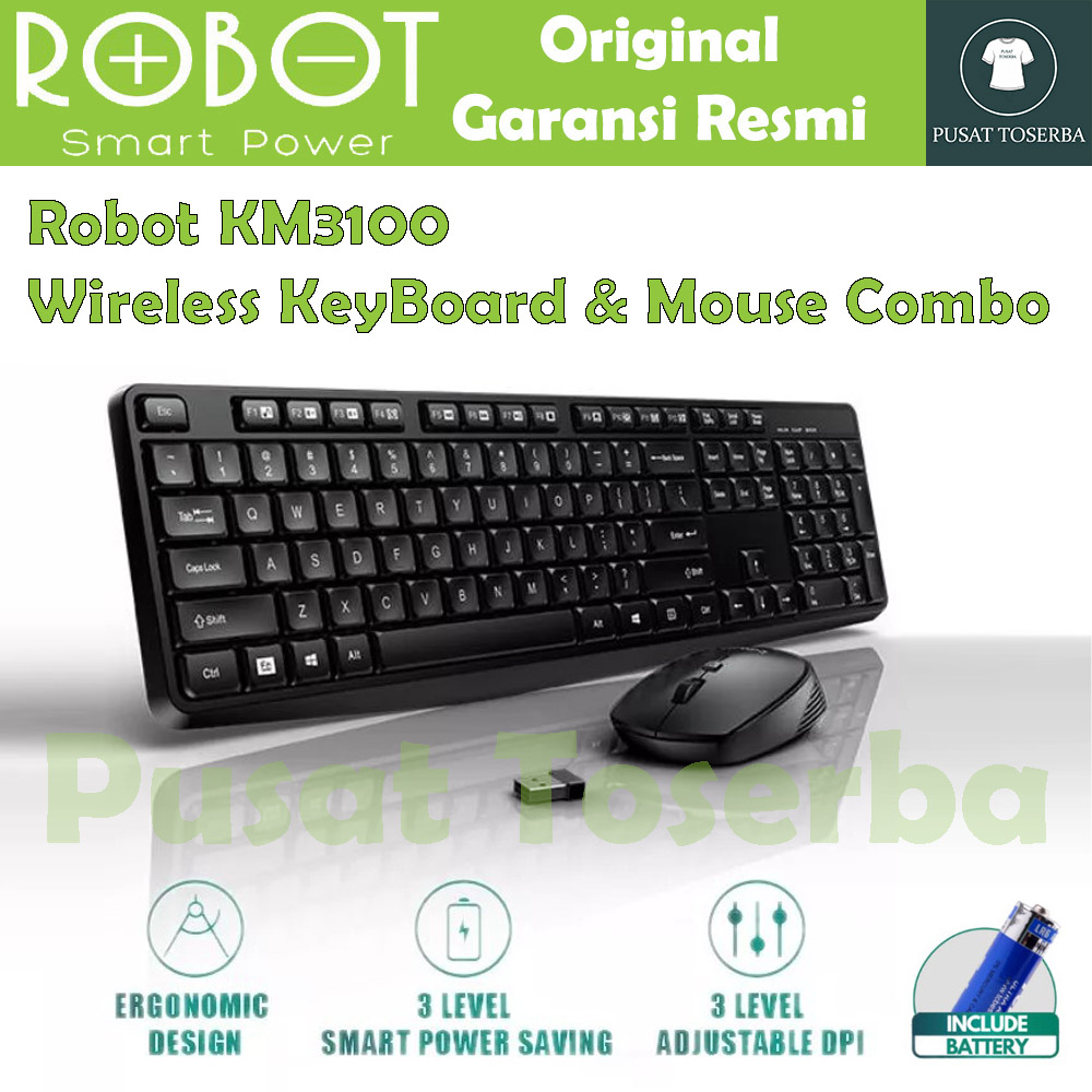 Jual KeyBoard & Mouse Robot KM3100 Portable Mini Wireless Set Combo ...