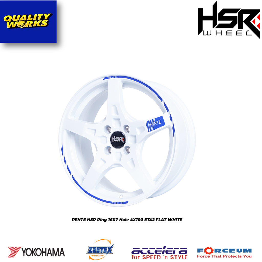 Jual Velg Mobil ring 16 palang 5 HSR PENTE R16X7 PCD 4X100 ET42 WHITE | Shopee Indonesia
